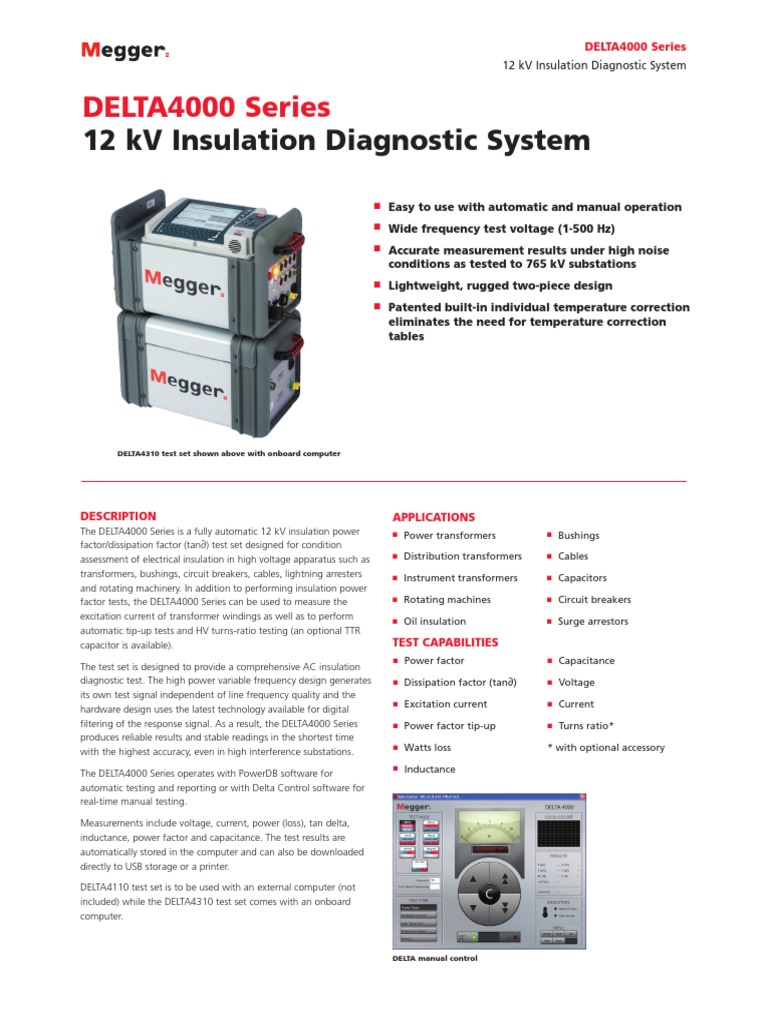 Megger DELTA 4000 Data Sheet | PDF | Electrical Substation | Transformer