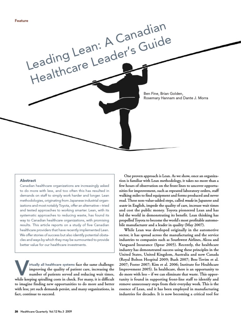 Leading Lean: A Canadian Healthcar e Leader' S Guide: Feature | PDF ...