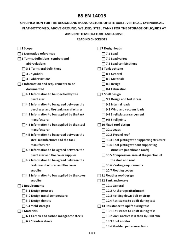 EN 14015 Reading Checklist | PDF | Welding | Construction