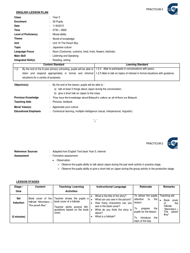 Lesson Plan | PDF | Folklore | Teachers