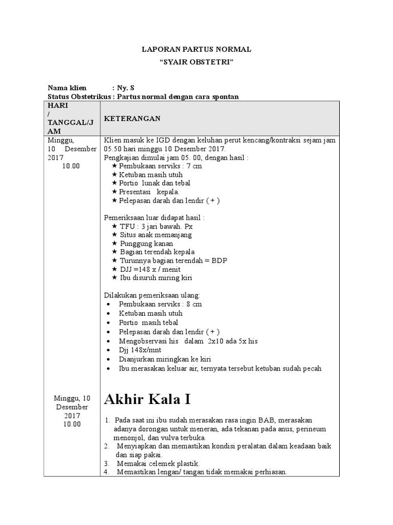 Syair LAPORAN PARTUS NORMAl Novi | PDF