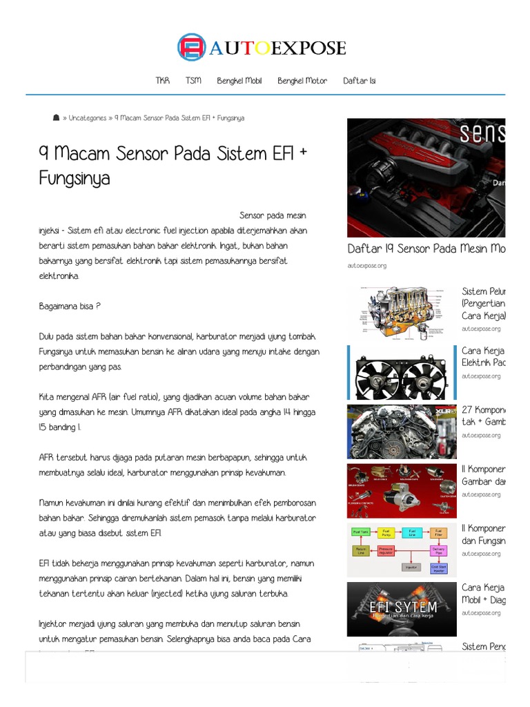 9 Macam Sensor Pada Sistem EFI Fungsinya PDF | PDF