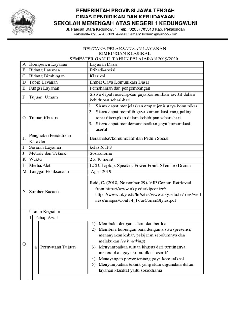 Contoh RPL 4 Gaya Komunikasi (Asertif) | PDF