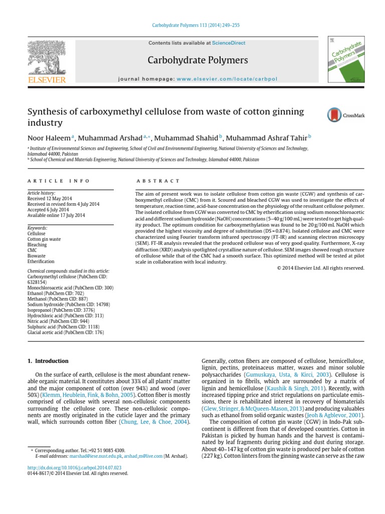 Carbohydrate Polymers: Noor Haleem, Muhammad Arshad, Muhammad Shahid, Muhammad Ashraf Tahir ...