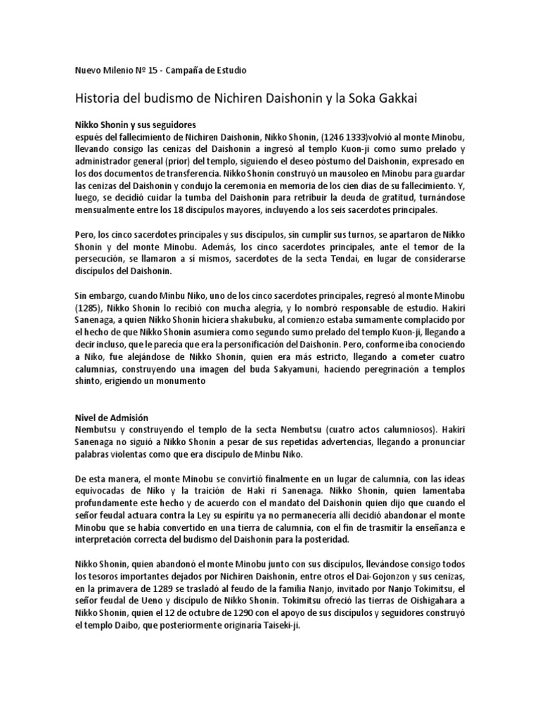La historia de Nikko Shonin y la transmisión del budismo ortodoxo de ...