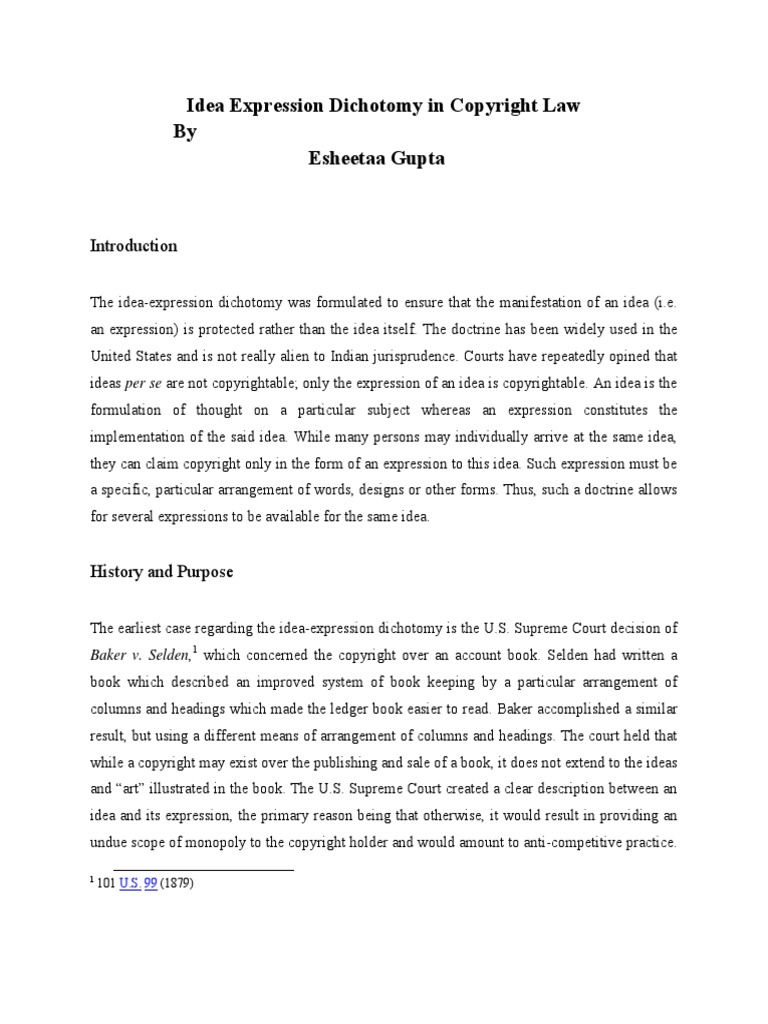WHITE PAPER IP Article Idea Expression Dichotomy esheeta-REVISED PDF ...