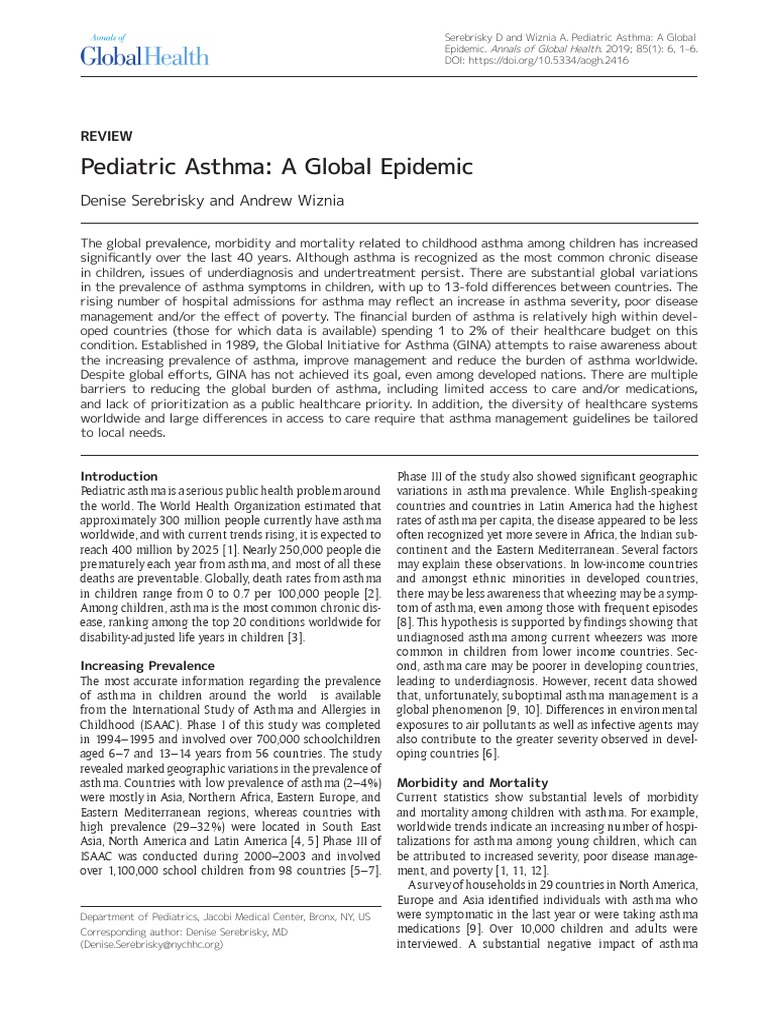 Pediatric Asthma A Global Epidemic | PDF | Air Pollution | Asthma