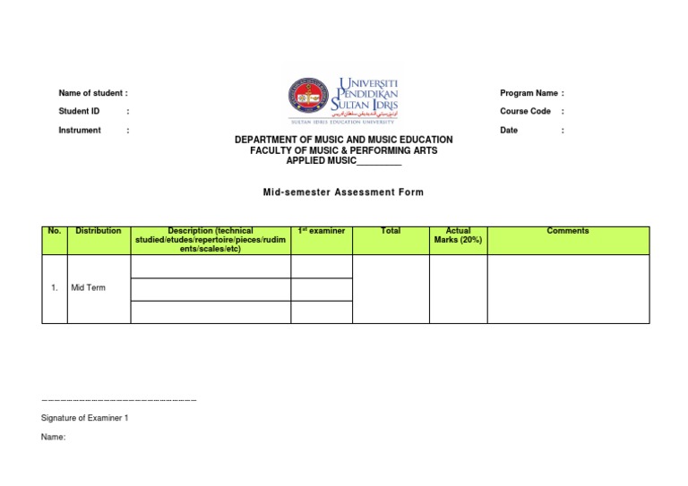 Mid Term Assessment Form | PDF
