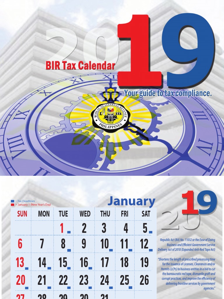 Bir Calendar | PDF | Value Added Tax | Withholding Tax