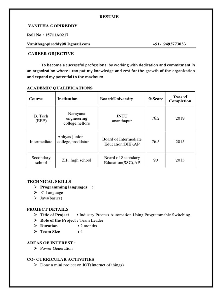 Vanitha Resume 17 | PDF | Learning