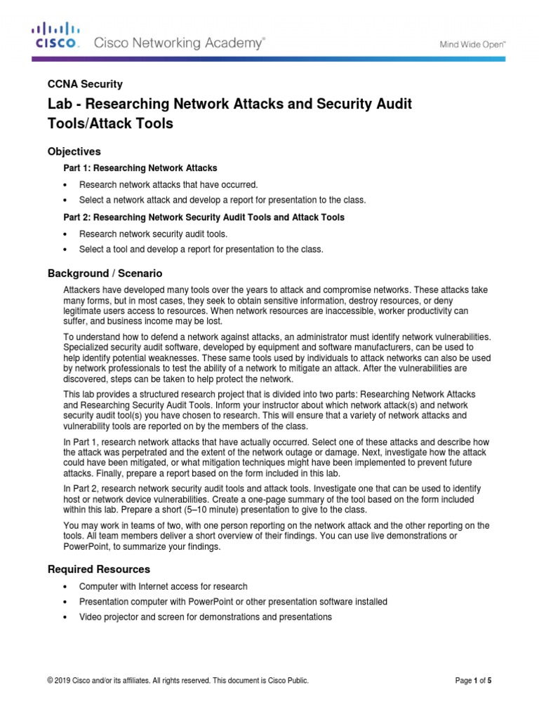 Leni Andriani - 1.4.1.1 Lab - Researching Network Attacks and Security Audit Tools | PDF ...