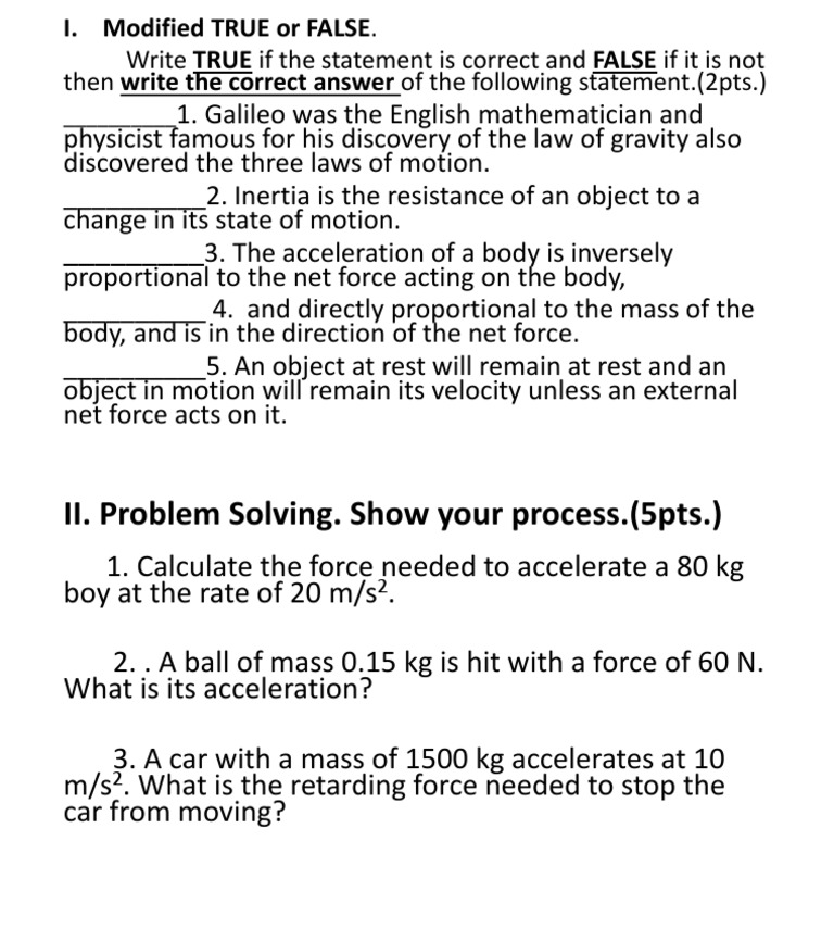 Write TRUE If The Statement Is Correct and FALSE If It Is Not Then ...