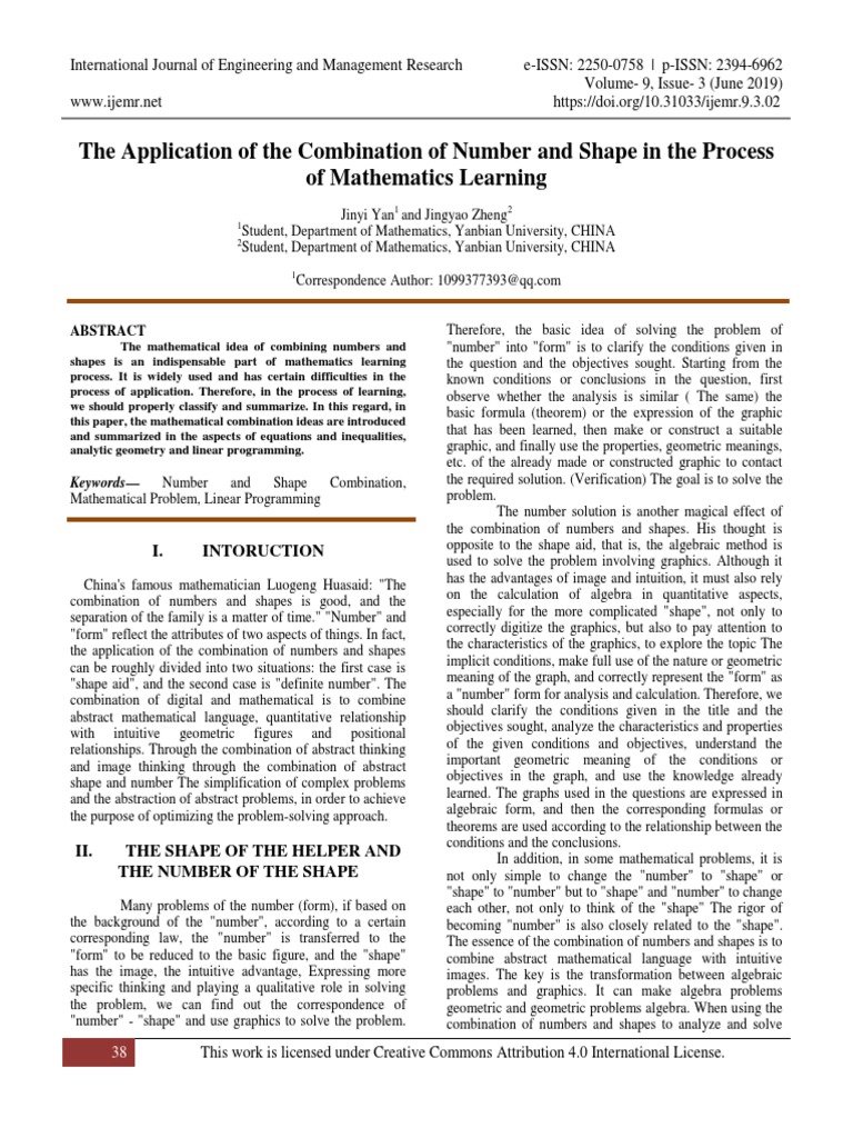 The Application of The Combination of Number and Shape in The Process ...