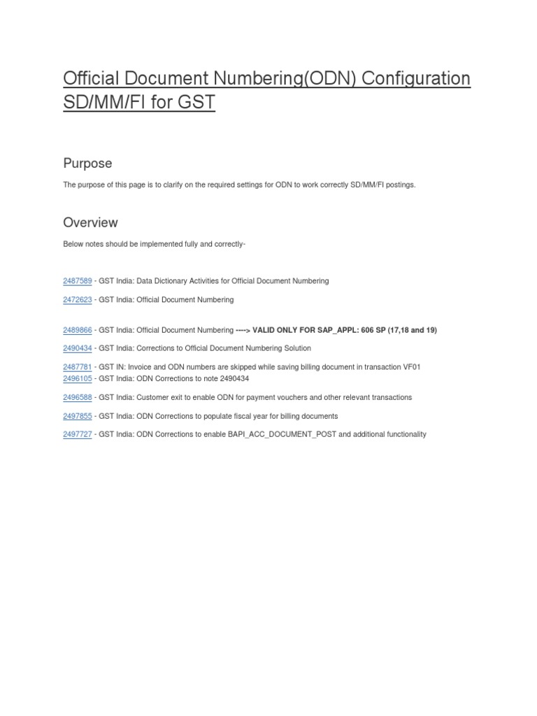 ODN Configuration for SAP SD/MM/FI | PDF | Invoice | Computer Data
