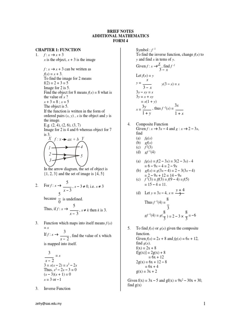 Additional Mathematics Form 4 Notes | PDF | Line (Geometry) | Derivative