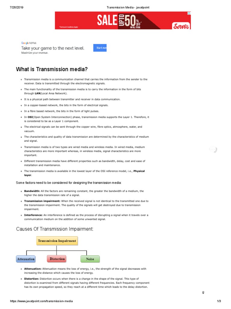 Transmission Media - Javatpoint PDF | PDF | Transmission Medium | Data ...