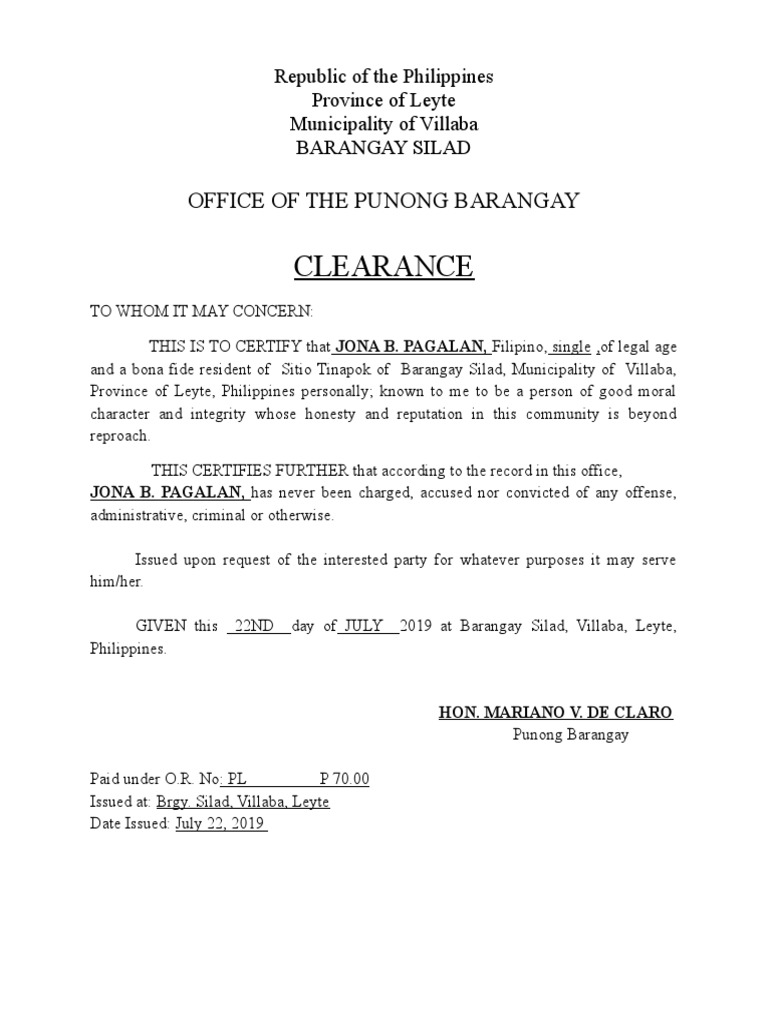 Brgy. Clearance | PDF | Social Science