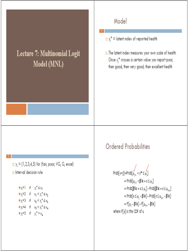 Lecture 7: Multinomial Logit Model (MNL) | PDF | Logistic Regression ...