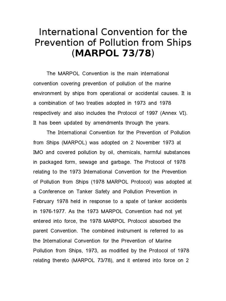 Marpol I | PDF | Pollution | Environmental Pollution