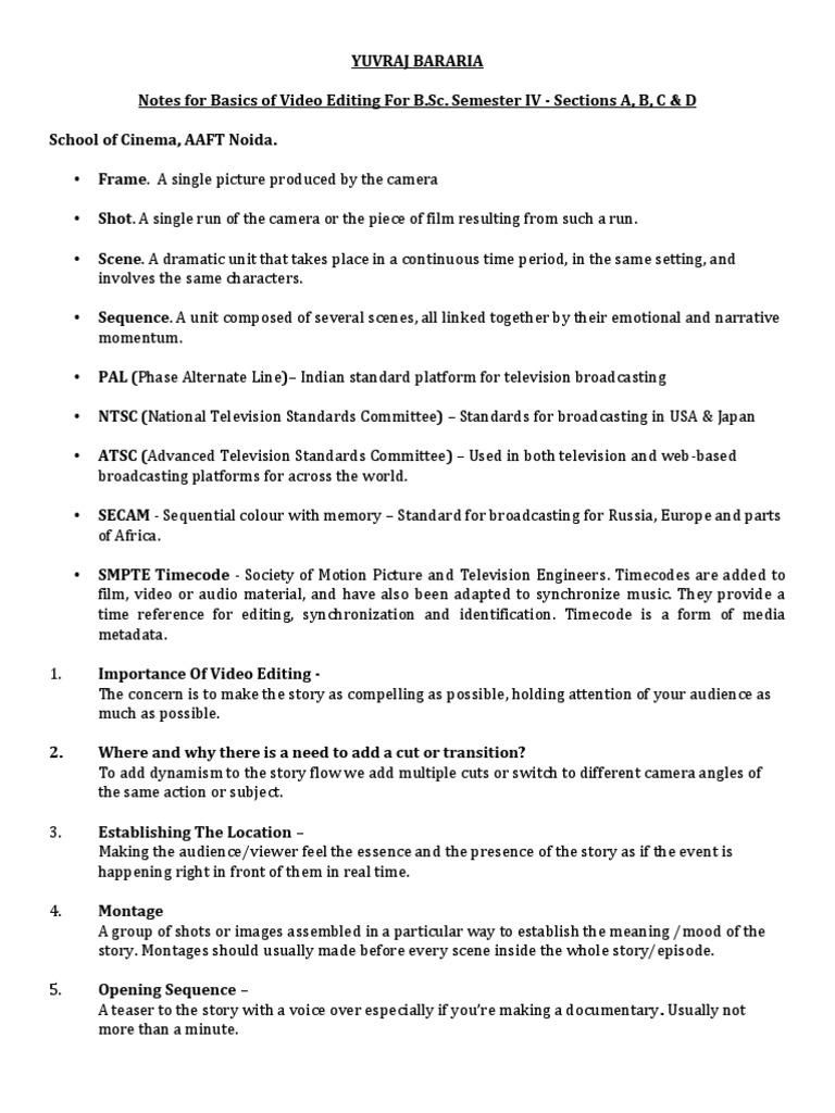 Basic Video Editing | PDF | Sampling (Signal Processing) | Display ...
