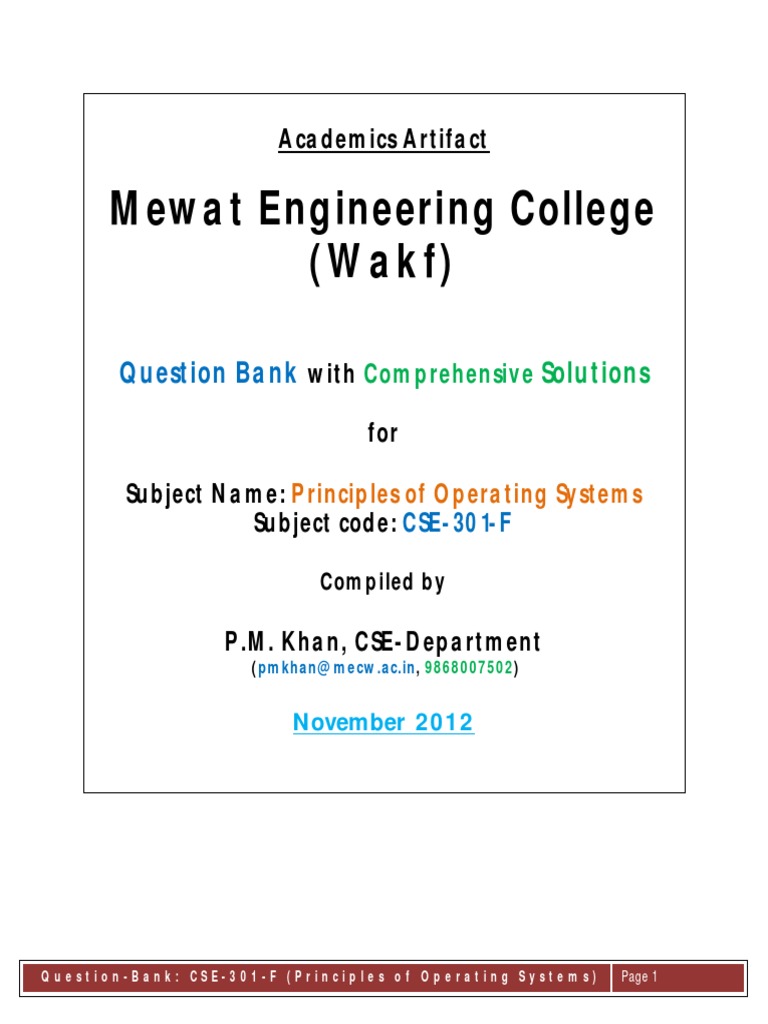 Principles of Operating Systems | PDF