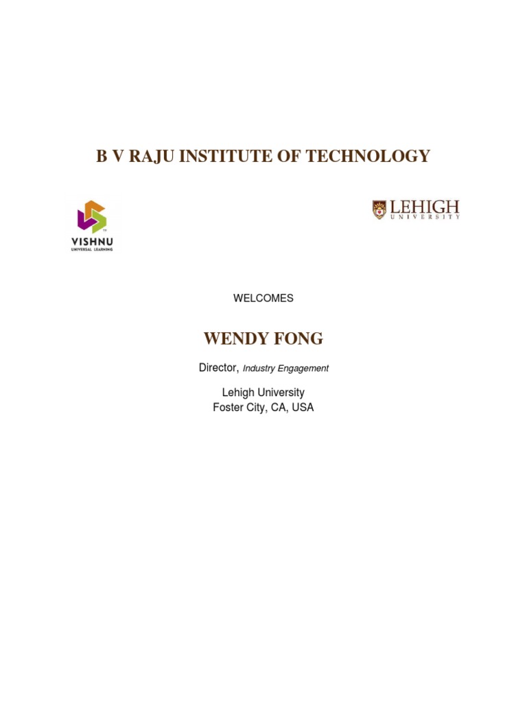 B V Raju Institute of Technology: Welcomes | PDF