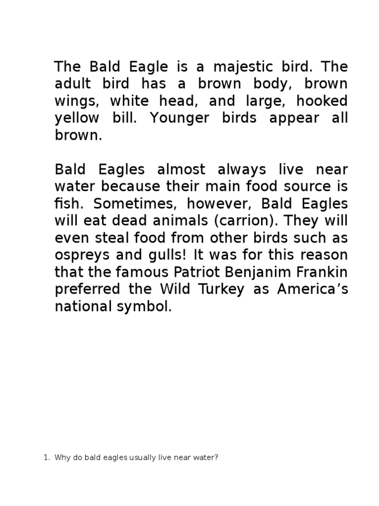 Bald Eagle Facts and Trivia Quiz | PDF