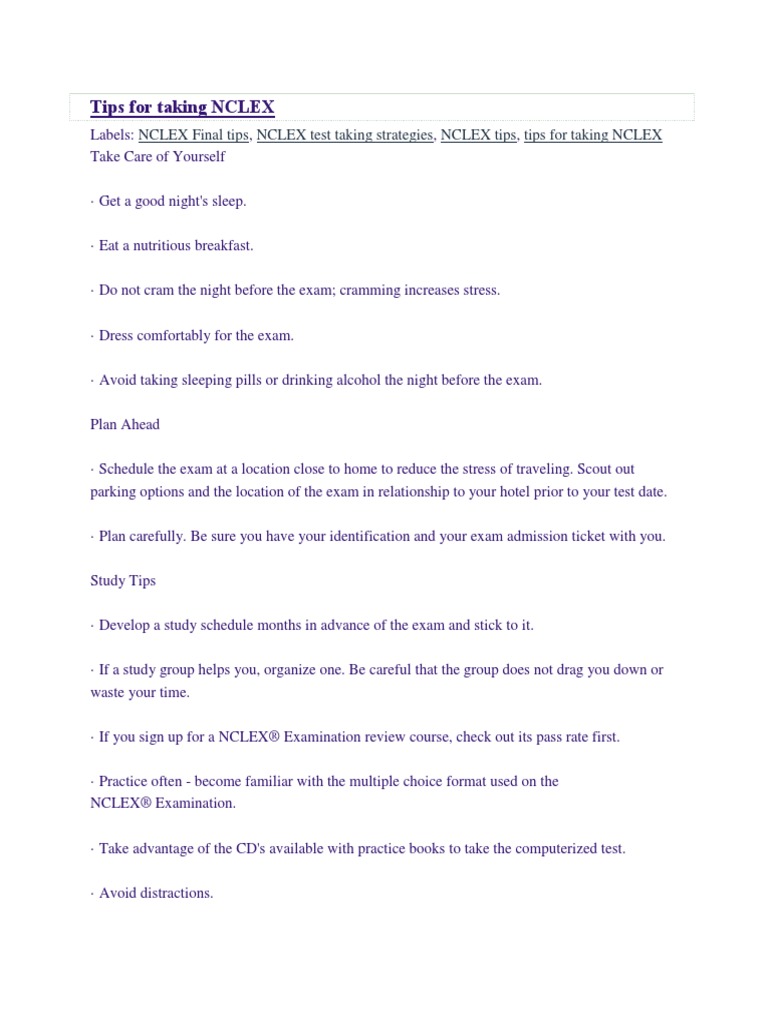 NCLEX Final Tips NCLEX Test Taking Strategies NCLEX Tips Tips For ...