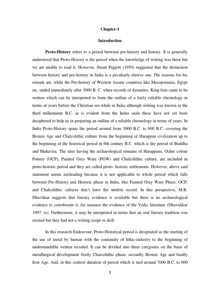 Chapter-1 Proto-History Refers To A Period Between Pre-History and ...