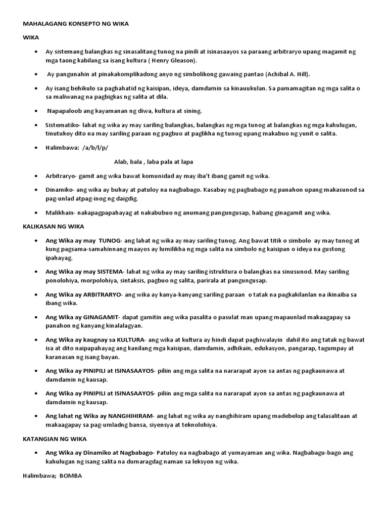 Filipino Hand Outs | PDF