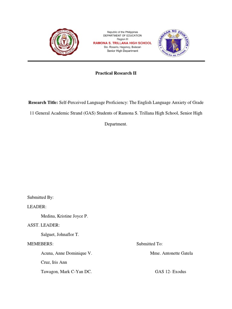 Practical Research II Chapter 1 1 | PDF | Anxiety | English Language