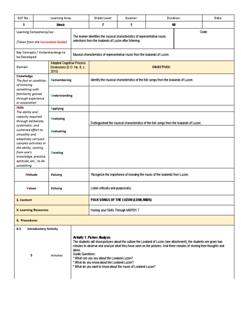 DLP No Grade 7 | PDF | Learning | Knowledge