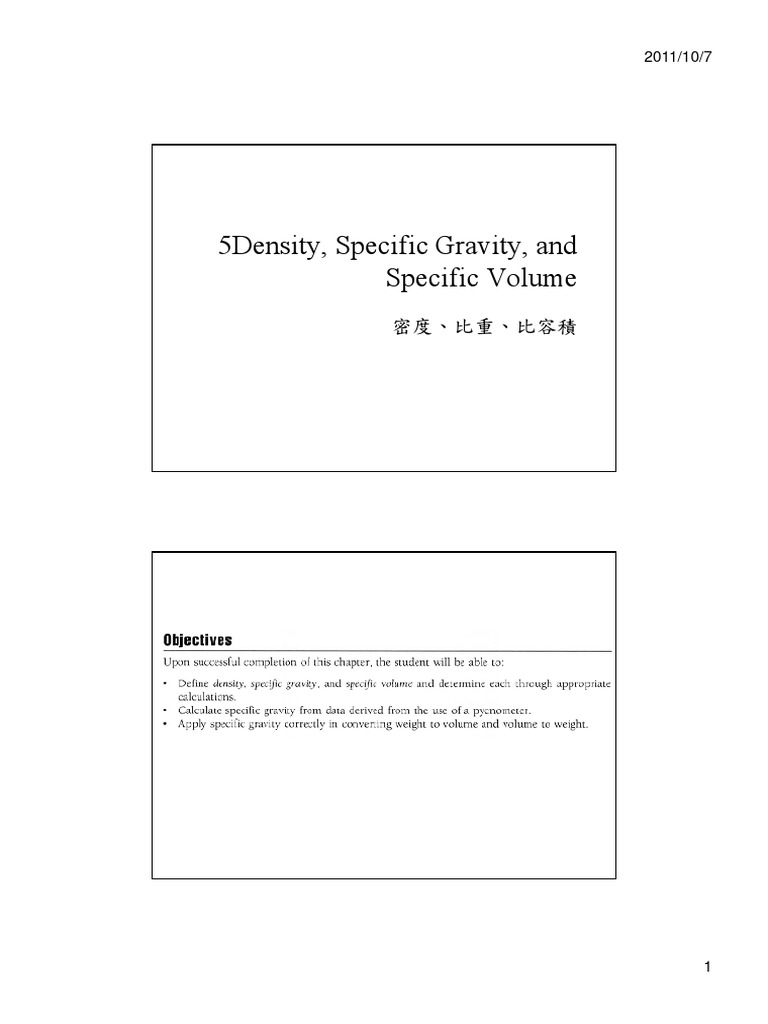 Understanding Specific Gravity and Density | PDF | Density | Weight