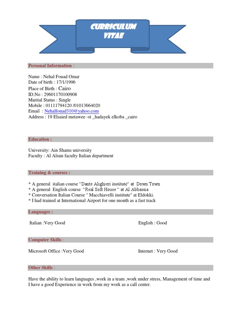 Curriculum Vitae: Cairo | PDF