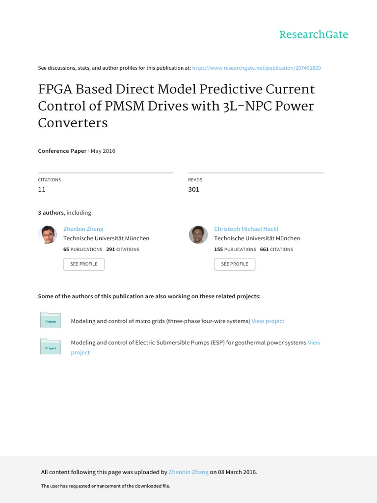 FPGA Based Direct Model Predictive Current Control of PMSM Drives With ...