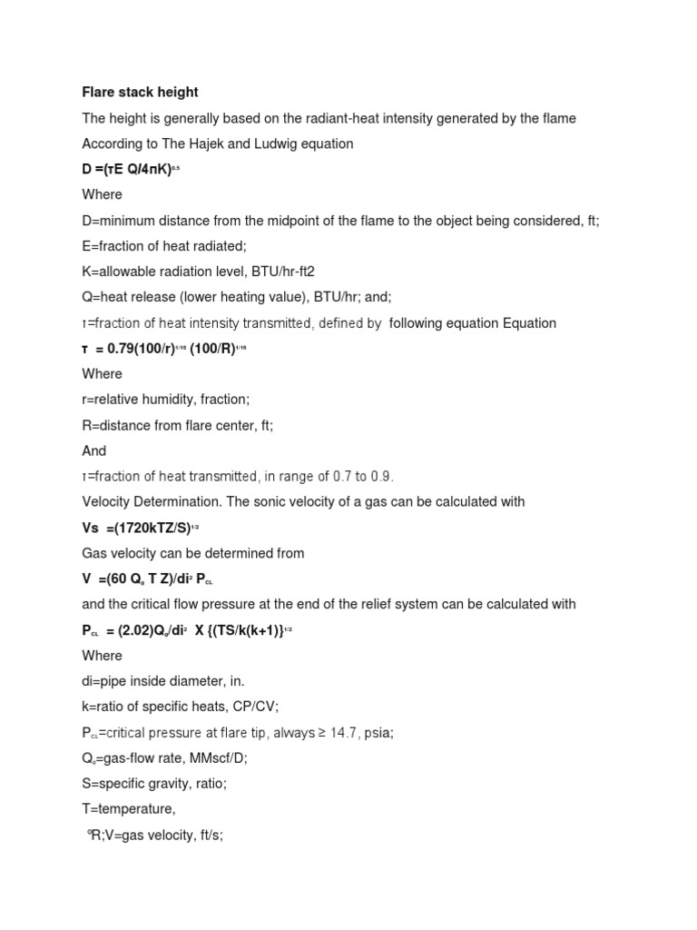 Flare Stack Sizing Calculation | PDF
