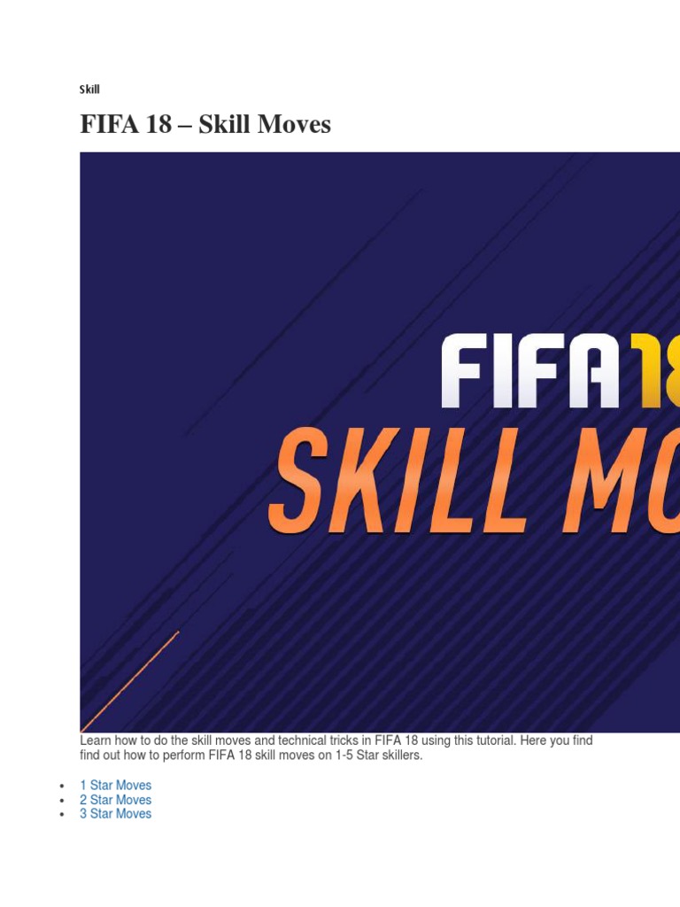 FIFA 18 Skill Moves Guide | PDF | Sports | Leisure