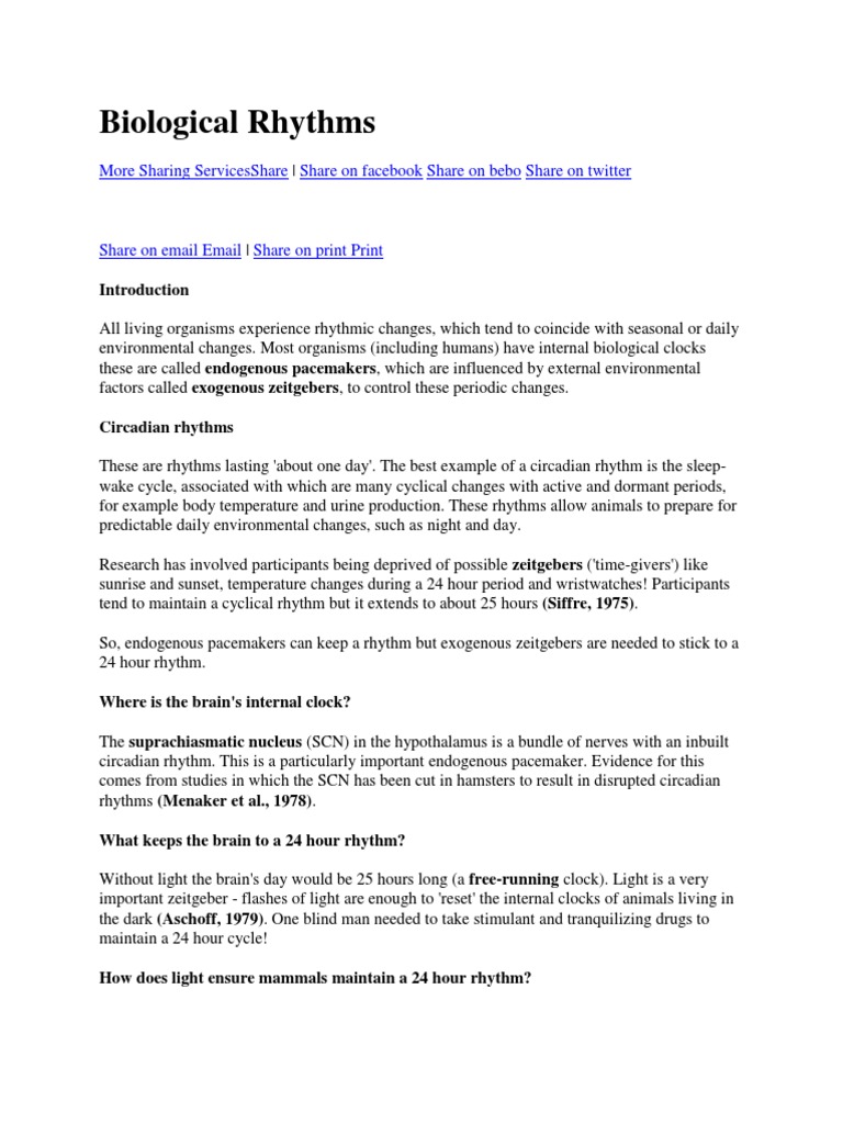 An Overview of Biological Rhythms: Circadian, Ultradian, and Infradian ...