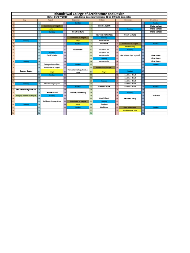Academic Calendar Session 2018 19 | PDF | Hindu Behaviour And ...