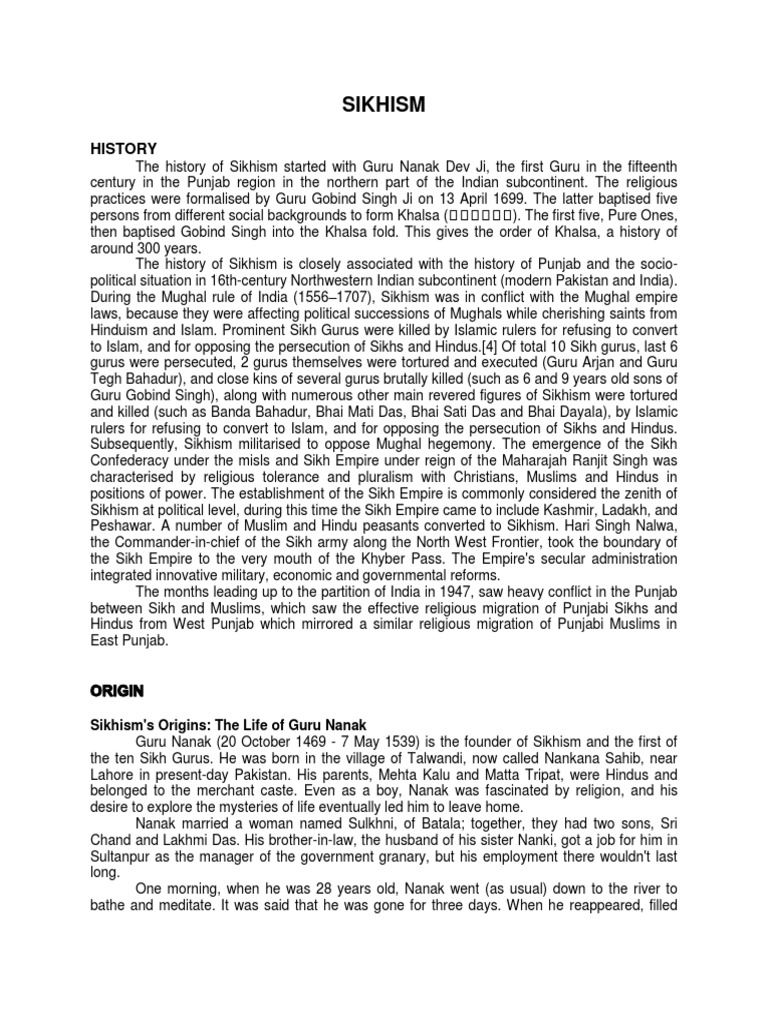 Sikhism S Origins And History Pdf Guru Nanak Punjab