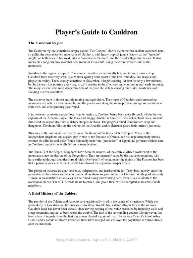 Players Guide To Cauldron | PDF | Dwarf (Dungeons & Dragons) | Flood