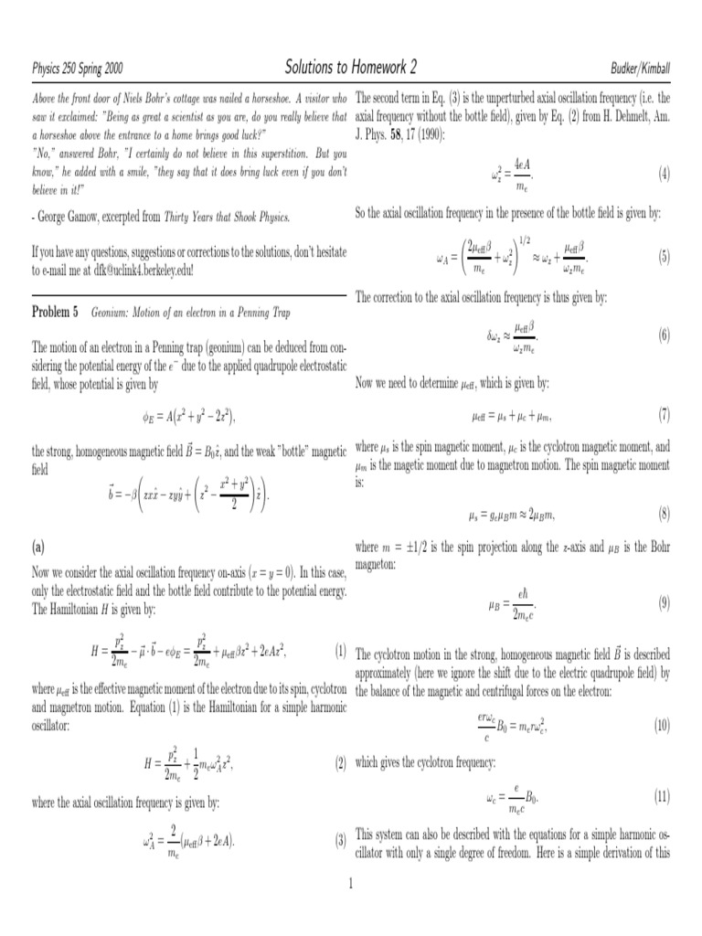 Solutions To Homework 2 | PDF | Theoretical Physics | Particle Physics