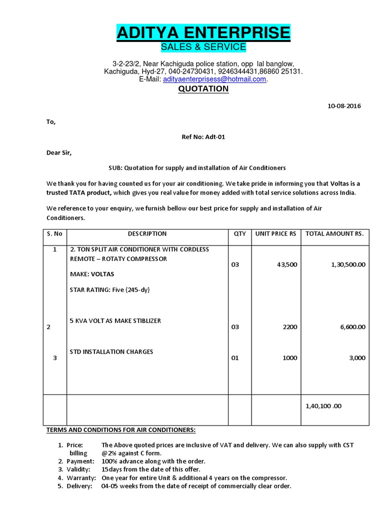 Aditya Enterprise: Sales & Service | PDF | Air Conditioning | Building ...