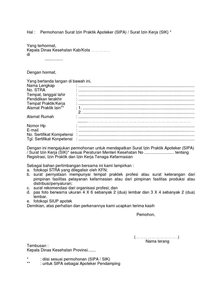 Form Permohonan Sipa/sika | PDF