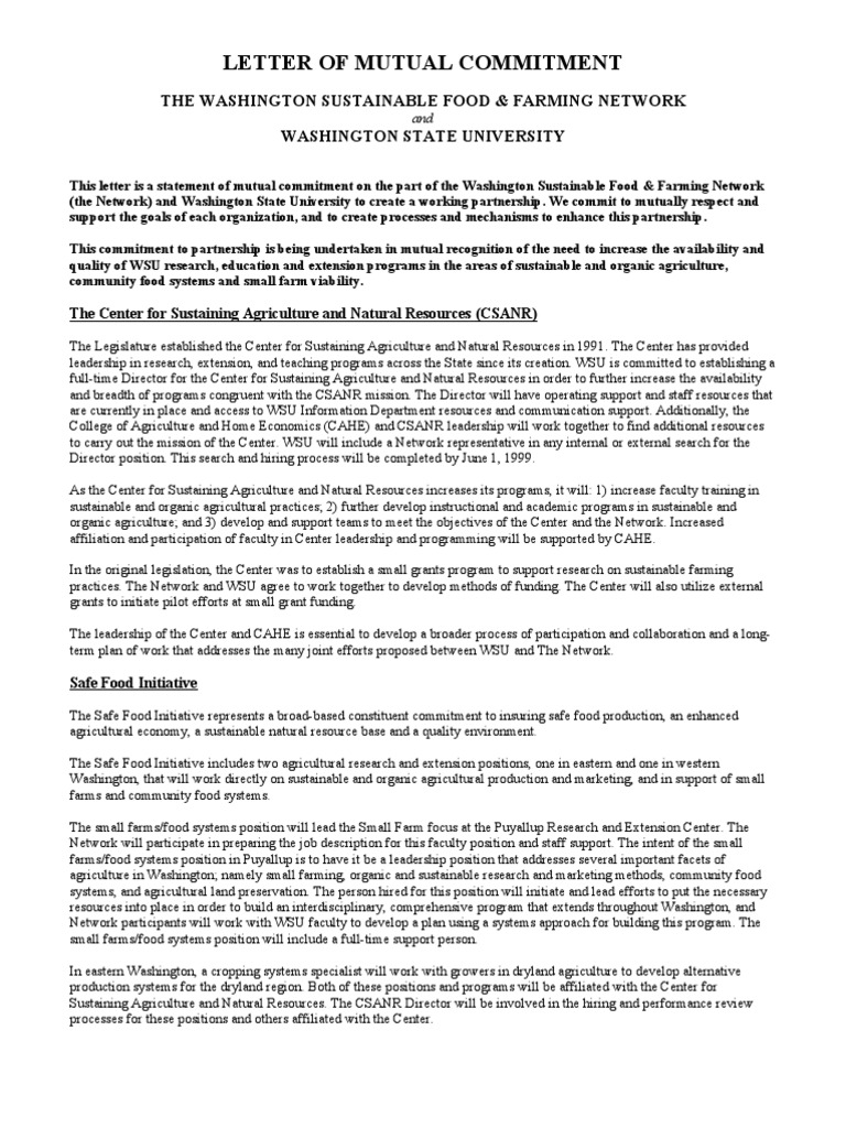 Letter of Mutual Commitment | PDF | Sustainability | Agriculture
