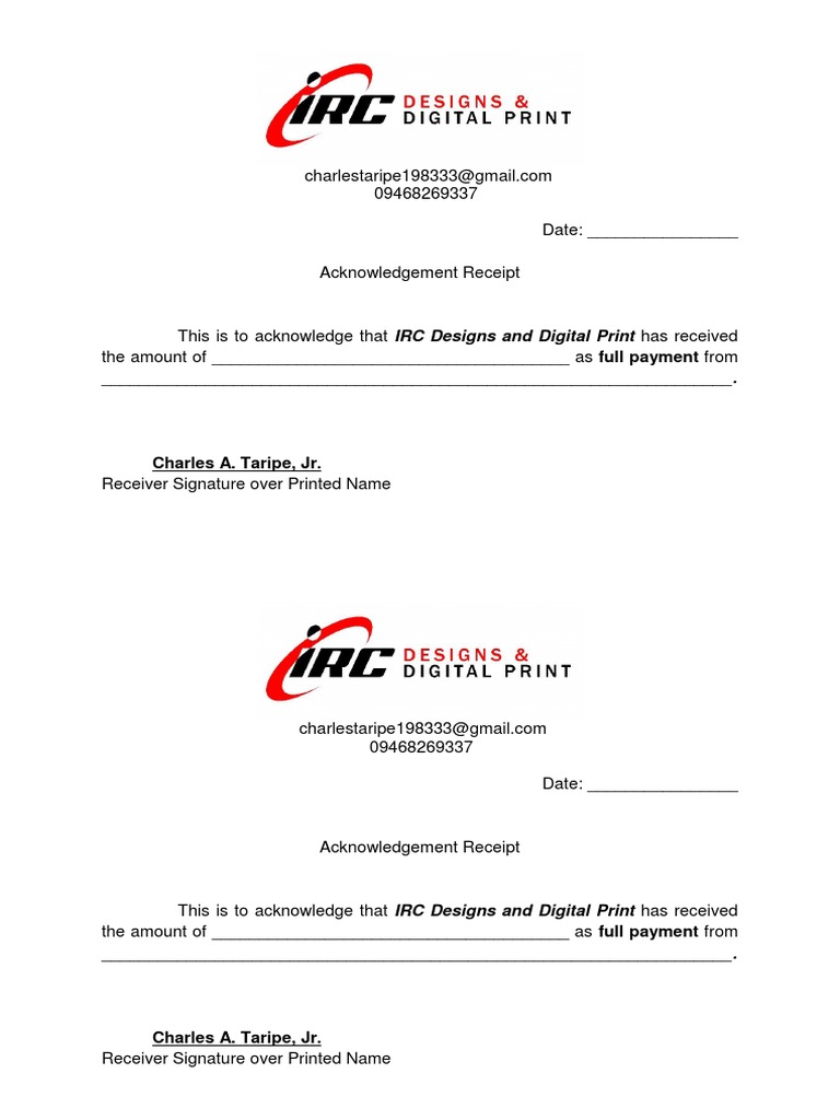Acknowledgement Receipt | PDF | Finance & Money Management