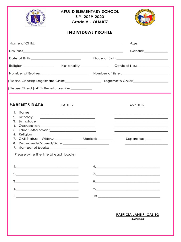 Individual Learner Profile Form | PDF