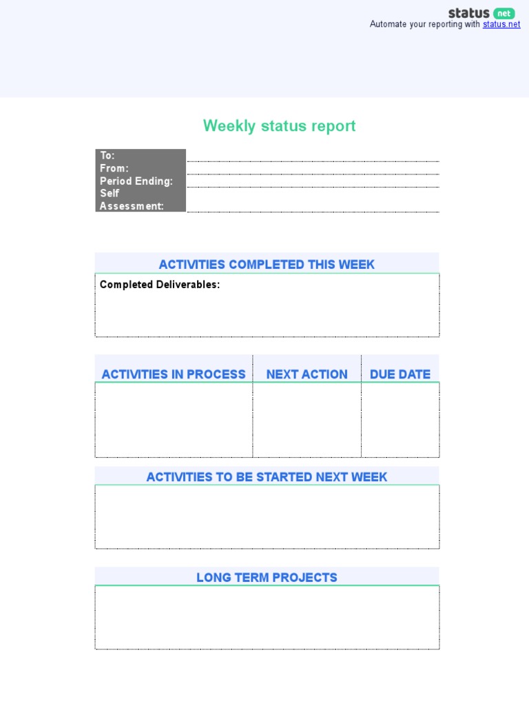 Department Status Report Template | PDF