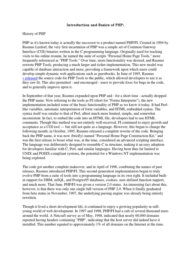 Introduction and Basics of PHP | PDF | Php | Control Flow