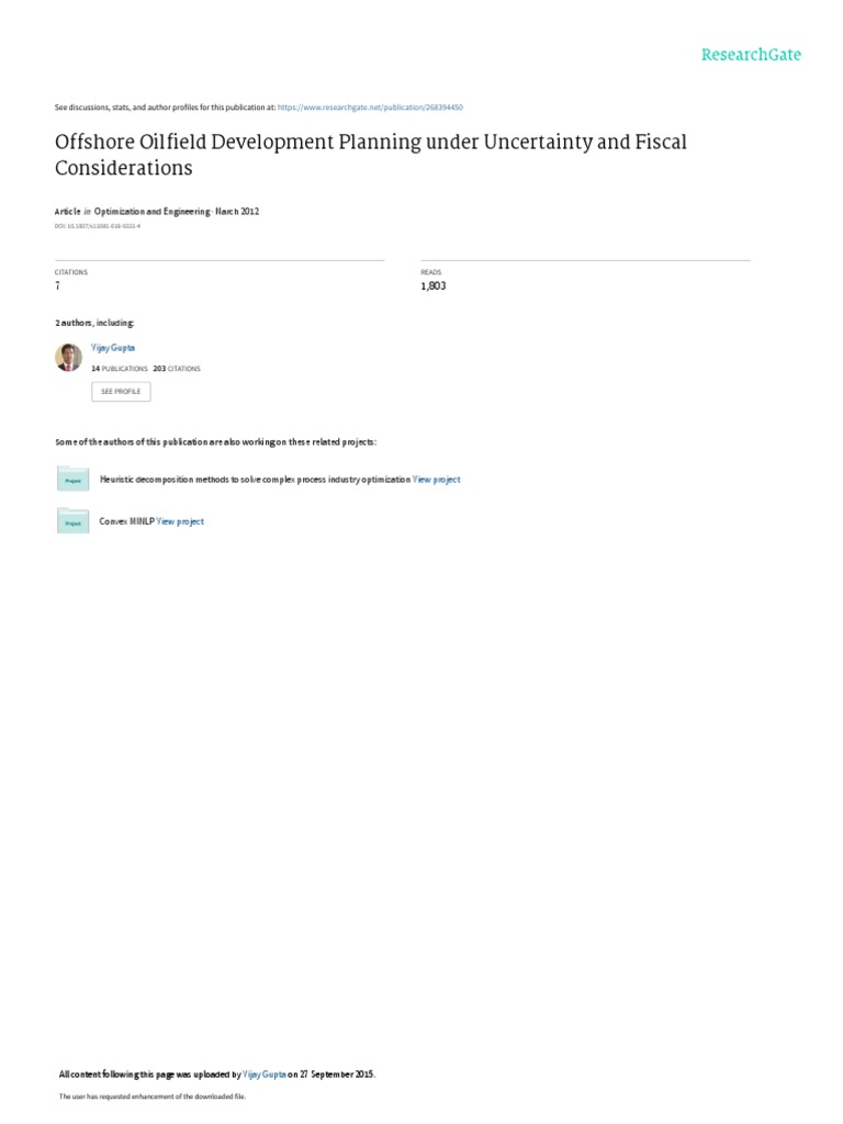 Offshore Field Development Plan | Download Free PDF | Mathematical ...